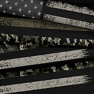 Bedbay American Flag Queen Comforter Set Camo Bedding Girls Boys Room Decor Camouflage Stars Stripes Flag Quilt Bedding Set Army Green Down Alternative Lightweight Comforter Queen 4 Pcs(Camo,Queen)