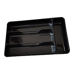 Gralara Cutlery Tray Multi Use Accessories Save Space Tools with 4 Grids Storage Durable for Stationery Spoon Tableware Silverware Office , Black