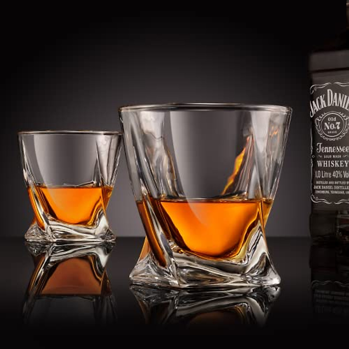 VENERO Crystal Whiskey Glasses, Set of 4 Rocks Glasses in Satin-Lined Gift Box - 10 oz Old Fashioned Lowball Bar Tumblers for Drinking Bourbon, Scotch Whisky, Cocktails, Cognac