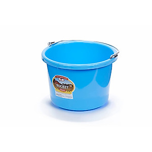 Plastic Animal Feed Bucket (Berry Blue) - Little Giant - Round Plastic Feed Bucket with Metal Handle (8 Quarts / 2 Gallons) (Item No. P8BERRYBLUE6)