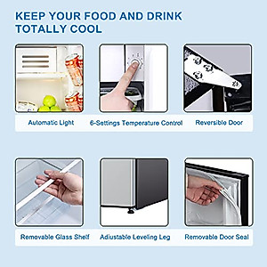 Frestec 3.1 CU' Mini Refregiator, Compact Refrigerator, Small Refrigerator with Freezer, Silver (FR 310 SL)