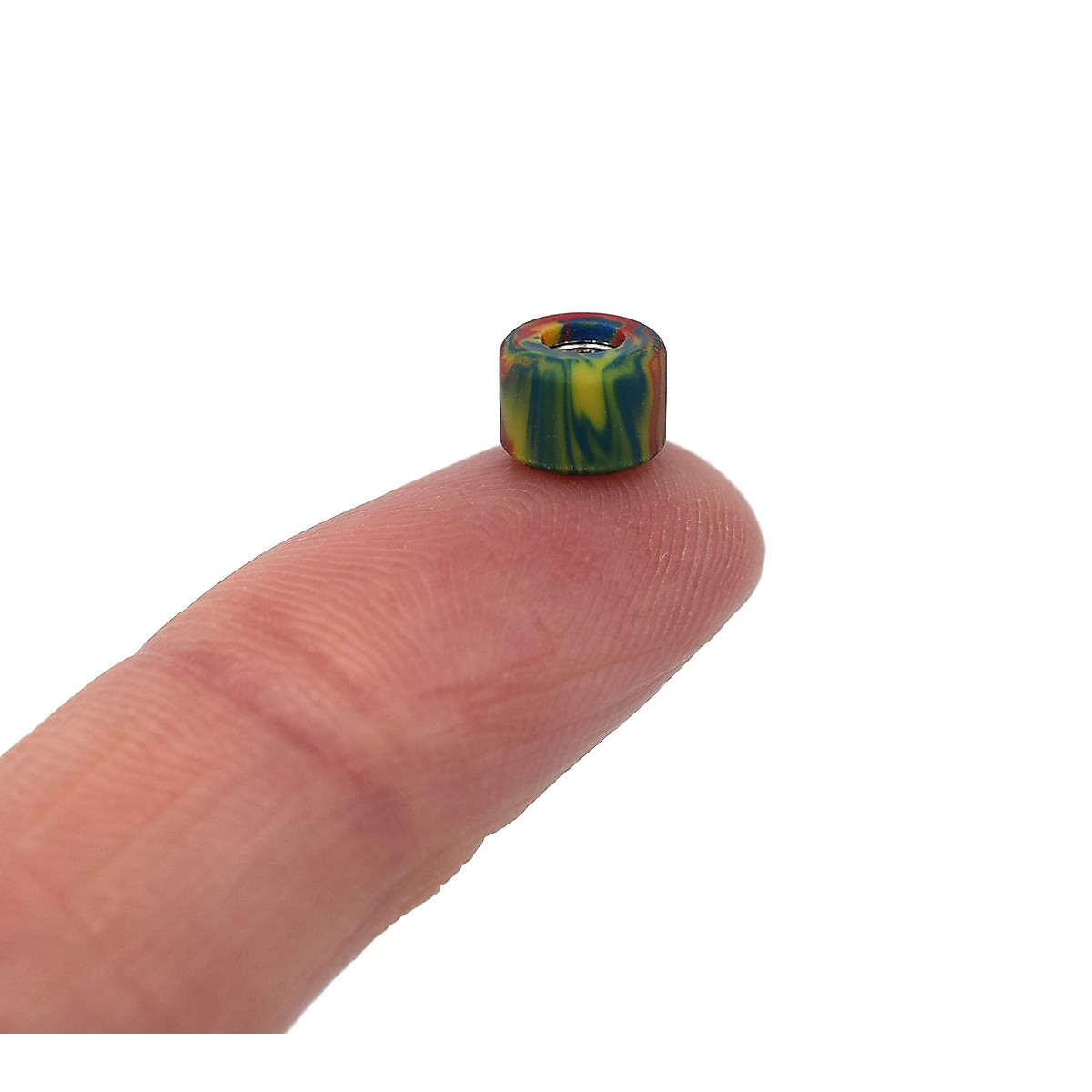 Teak Tuning Apex 61D Urethane Fingerboard Wheels - Mini Shorty Shape, 6.6mm Diameter - ABEC-9 Stealth Bearings - Made in The USA - Tie Dye Swirl Colorway