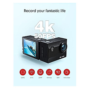 KOVOSCJ Sports Action Camera 4K 50FPS Sports Camera Touch Screen 4X Zoom with 20MP EIS Multiple Accessories 40M Waterproof Underwater Camera Remote Control for Vlog Recording