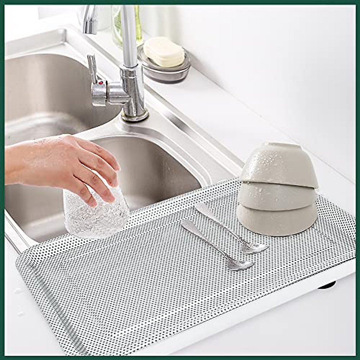 DOXILA Drain Tray - 2 Tier Dish Drying Rack Sink Colander Stainless Steel 15.74" x 11.81" Drain Tray Dish Drainers, Dish Rack Serving Tray Drainer Set for Home Kitchen Counter