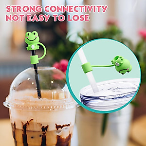 6Pcs Straw Covers Cap, Cute Animals Silicone Straw Toppers Compatible with Stanley Cup, Drinking Straw Caps for 0.4 Inch/10 mm Straw Tips