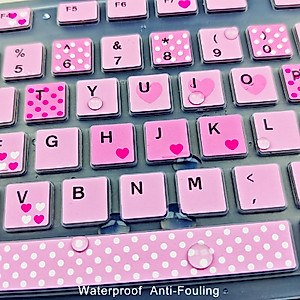 YongMai Keyboard Covers for Dell KM636 KB216 Wireless Wired Keyboards, Dell Optiplex 5250 3050 3240 5460 7450 7050/Dell Inspiron AIO 3475 3670 3477 Silicone Desktop Computer Keyboard Skins (Love Bear)