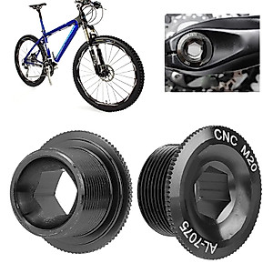 Chiwe Bike Crank Arm Bolts, 2pcs Bike Crankset Screw Cap 20mm Aluminum Alloy High Hardness Professional for Road Bike for Mountain Bike(M20 Black)