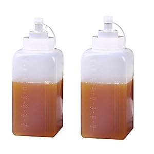 XKONG Large Caliber Squeeze Bottle, Large Sauce Bottle, Square SqueezeSauce Bottle, 800ML Jam Tomato Salad Sauce Bottle(2 pcs).