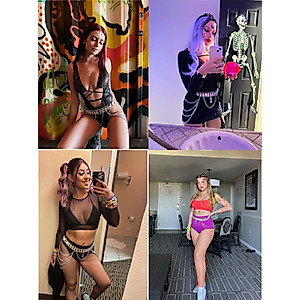 OuluJade Belly Chain Gemstone Decor Waist Chain Body Chain For Women Festival Rave Party Accessories (S(33IN Circle))