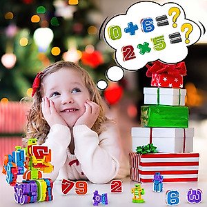 Lydaz Number Bots Toys for Kids, Number Robots Block, Preschool Action Learning Education Math Autism Toys for Toddlers, Classroom Valentines Birthday Gifts for Boys 2 3 4 5Years Old(10Pcs)