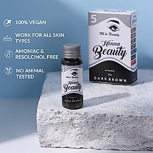 All in Beauty Henna for Brow Coloring and Tinting, Made from Natural and Harmless Ingredients, Tint your Brows, Long Lasting and Waterproof (Dark Brown)