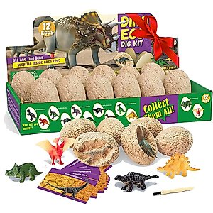 DOTSOG Easter Eggs Gifts for Kids,12 Pack Dino Eggs Dig Kit, Dinosaur Toys for Kids Open Unique Large Surprise Dinosaur Filled Eggs Archaeology Preschool Educational Science for Children & Adult.