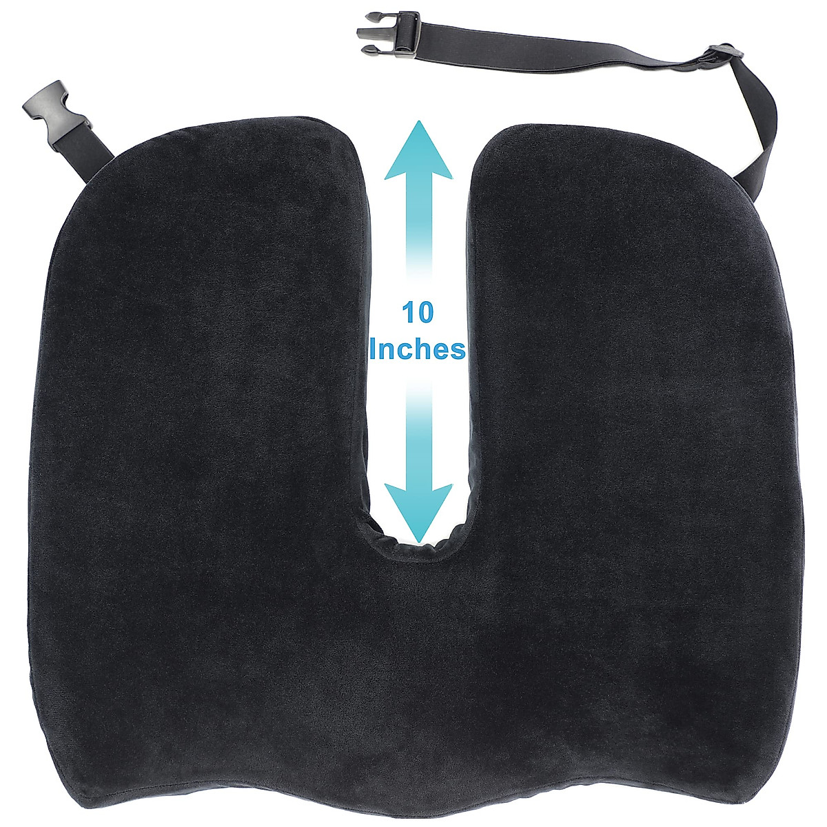 Upgraded Coccyx Cushion for Tailbone Pain-Longer 10 Inch U-Cutout,Memory Foam Seat Cushion for Tailbone Pain Relief,Suitable for Office Chair,Car Seat,Computer Desk Sciatica & Back Pain Relief Pad