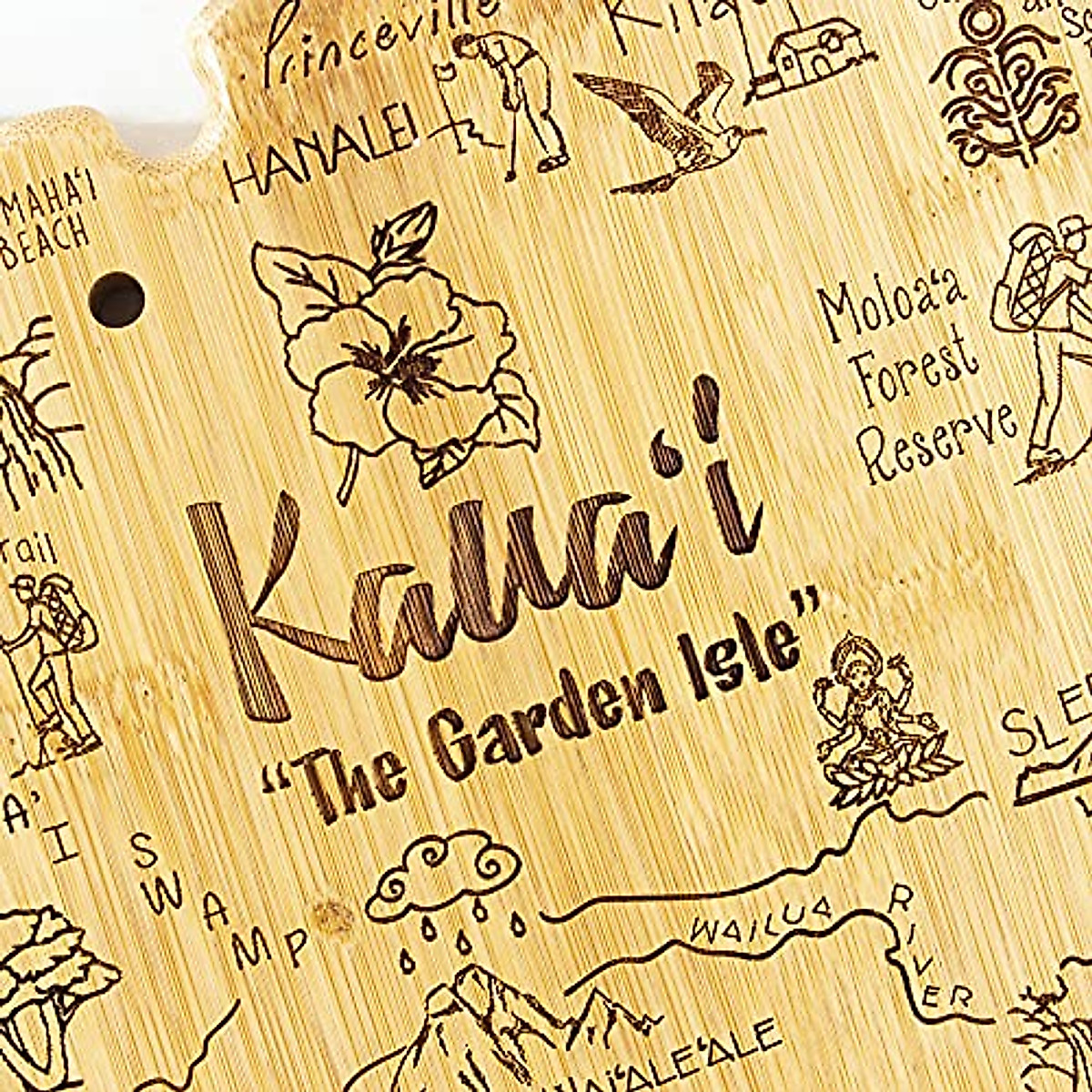 Totally Bamboo Destination Kauai Serving and Cutting Board, Includes Hang Tie for Wall Display