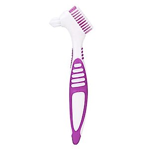 Denture Brush 2pcs Denture Toothbrushes,Cleaning Brush Double Sided Toothbrush with Multi Layered Bristles Rubber Anti Slip Handle for Denture Cleaning Care