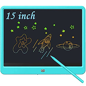 Deecam LCD Writing Tablet Doodle Board, 15inch Large Screen Drawing Pad, Electronic Graphics Tablet Doodle and Scribbler Board Toy Sketch Board Drawing Pad for Kids Boys Girls Adults (Blue)