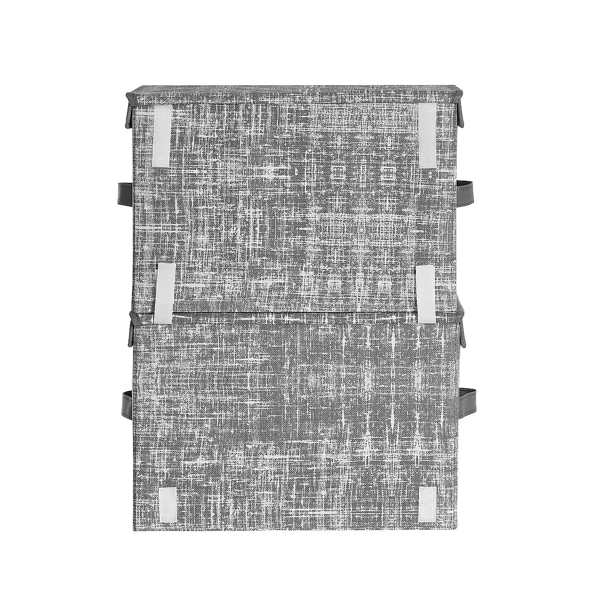 SONGMICS Stackable Storage Bins Set of 2, Fabric Storage Boxes with Lids, Storage Cubes with Magnetic Closures, Front Windows, Lids Can Stay Open after Stacking, Light Gray URLB002G02