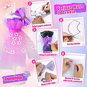 Jumlys 600+PCS Fashion Designer Kits for Girls Ages 6, 7, 8, 9, 10, 11, 12, Sewing Kits with 4 Mannequins for Kids Ages 6-8, 8-12, DIY Arts and Crafts Kits for Girls, Perfect Birthday Christmas Gift