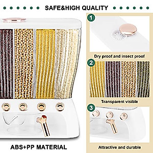 JIAWANSHUN Rice Dispenser Food Storage Container 6 Grids Bulk Rice Organizer Box Countertop Rice Holder Kitchen Dispenser Keeper for Grains Beans Corns
