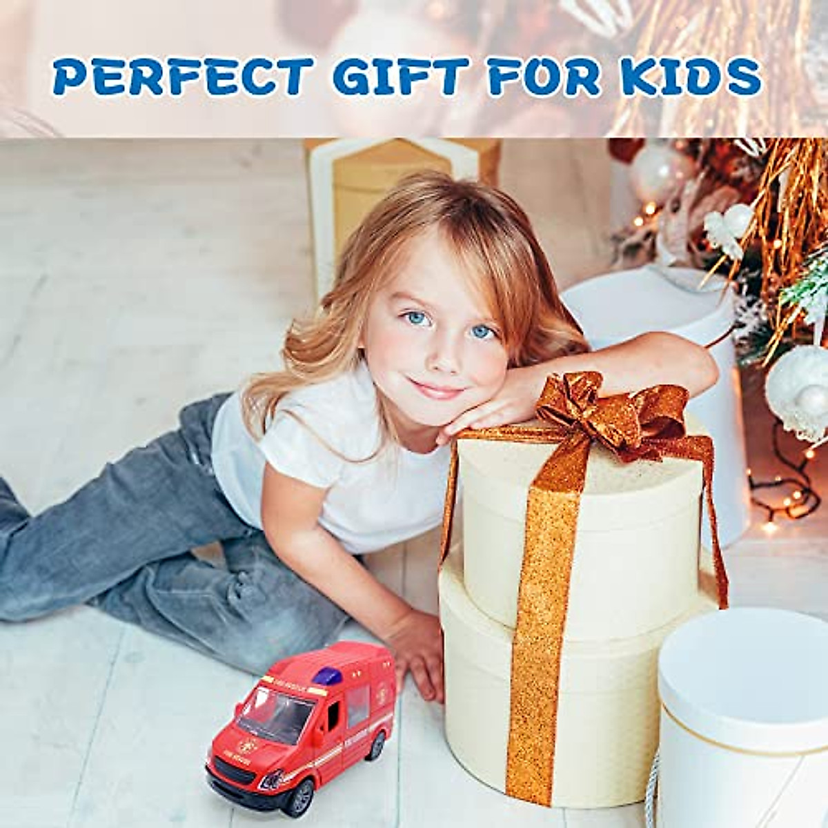 Wikineon Garbage Truck, Police Car Ambulance Toy, Toy Food Truck, Kids Toys Cars,Toddler Toys, Green Toys as your little One's Garbage Truck Toys Police Car Toy Food Van Collection Age 3+, Red Color