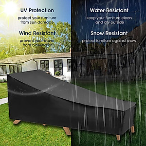 TJFU 1Set Patio Chaise Lounge Cover Waterproof Outdoor Lounge Chair Covers, Water Resistant Sunbed Sun Rattan Chair Cover Black Durable Patio Furniture Covers - 82" L x 29" W x 31" H