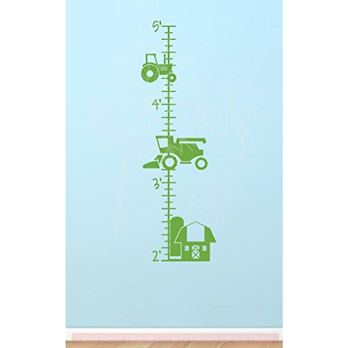 Farm Tractor Growth Chart Vinyl Height Ruler Boy Bedroom Décor Wall Decals Lime Green