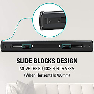 Mounting Dream Soundbar Mount with Easy Access Design for SONOS Beam, SoundBar Bracket with Sliding Block Fits TV up to VESA 600x400mm, Compatible with The Beam Constructed of Duty Aluminum Profile
