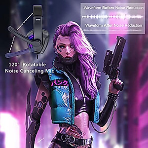 Gaming Headset with Microphone for PC Wired Code Over-Ear Headphones with Noise Cancelling Mic and Soft Earmuffs, Stereo Bass Sound, Headphones for PC, Laptops, Black(Ｎot Compatible with PS4,Xbox)