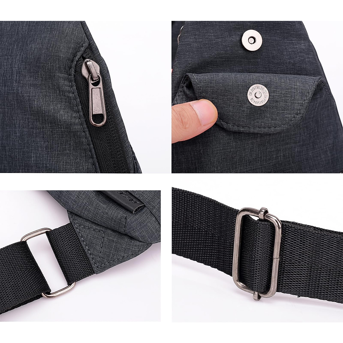 Wytidian Sling Bag Anti-Thief Crossbody Bag for Men Women Lightweight Personal Pocket Chest Bag for Travel Hiking Camping (Dark Grey)