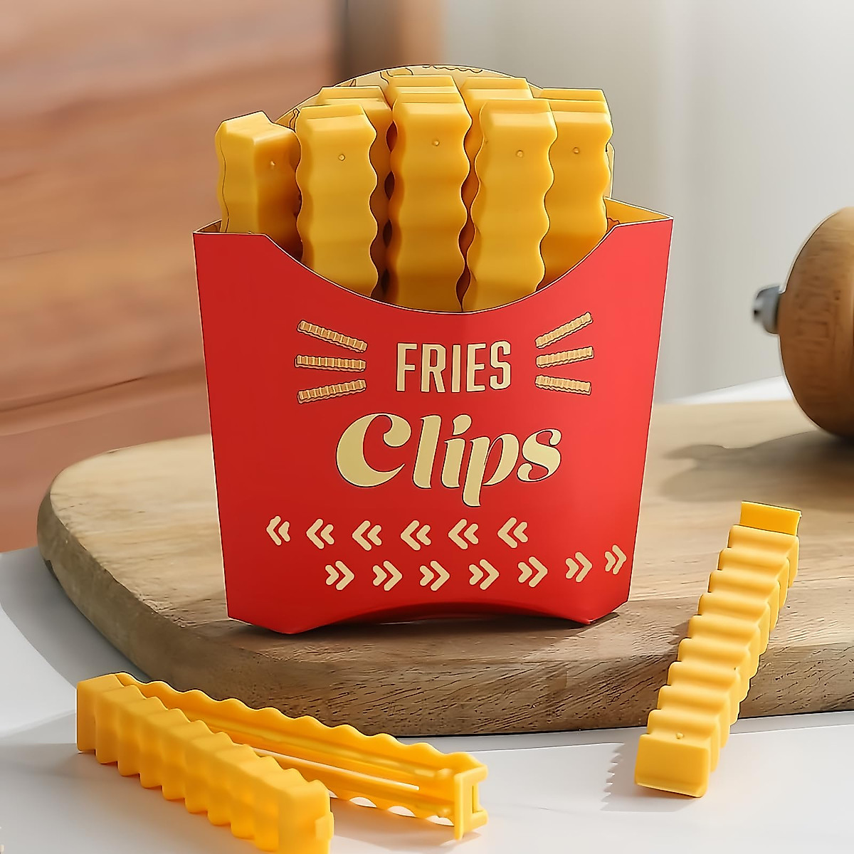 Whimsical Fries Magnetic Food Clips - Set of 12 chip clips: Keep Food Fresh & Organized | Novelty Design for Fridge | Cute & Practical Kitchen Accessory | Securely Seal Bags & Packages | Food Clips