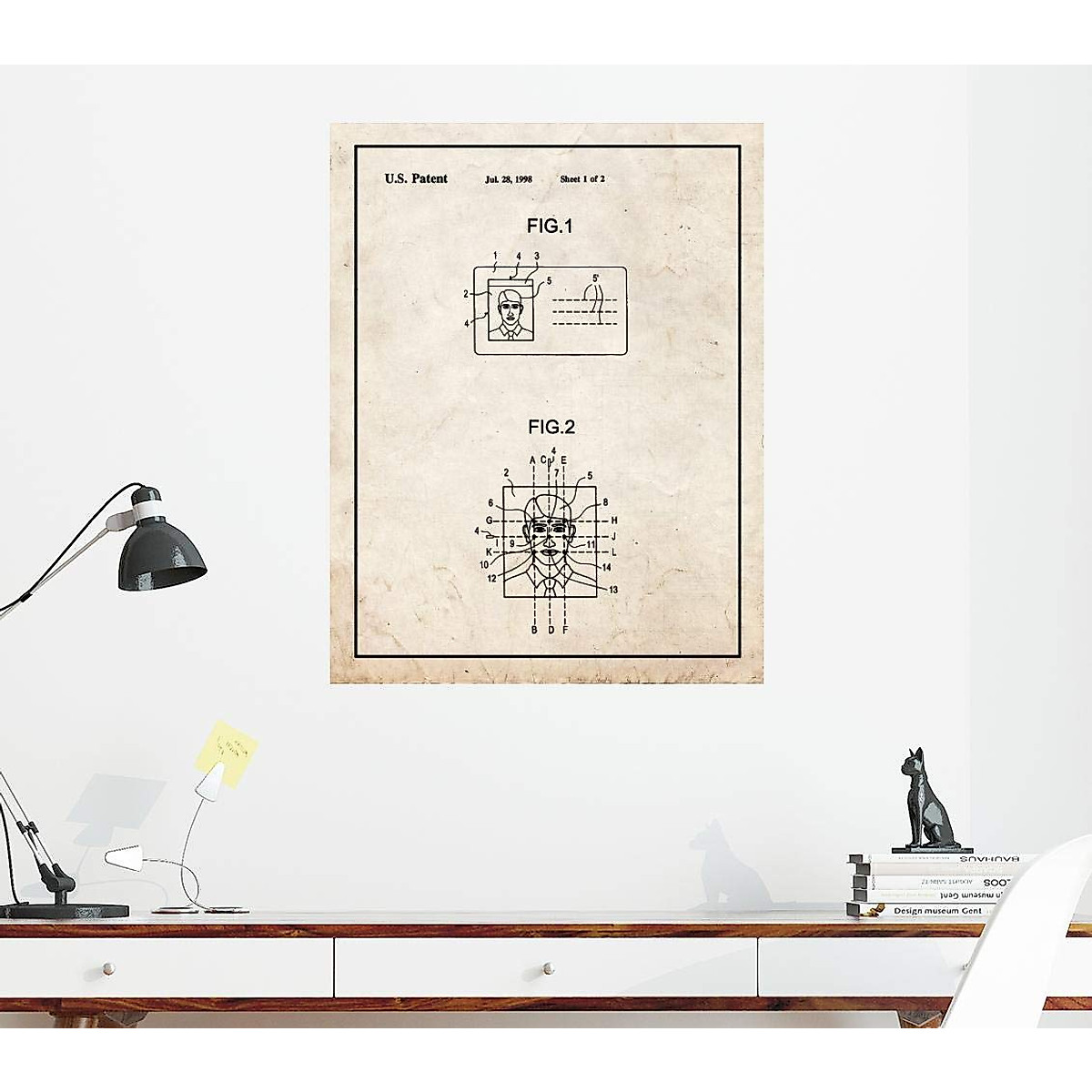 Biometric Security Process for Authenticating Identity and Credit Cards, Visas, Passports and Facial Recognition Patent Print Old Look with Border (8" x 10") M15691