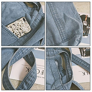 Queen Crystal Women's Elegant Denim Satchel Single Shoulder Crossbody Bag Large Creative Tote Beach Bag, Sky Blue, One_Size