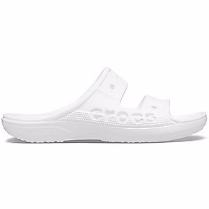 Crocs Unisex Men's and Women's Baya Two-Strap Slide Sandals, White, Numeric_13 US