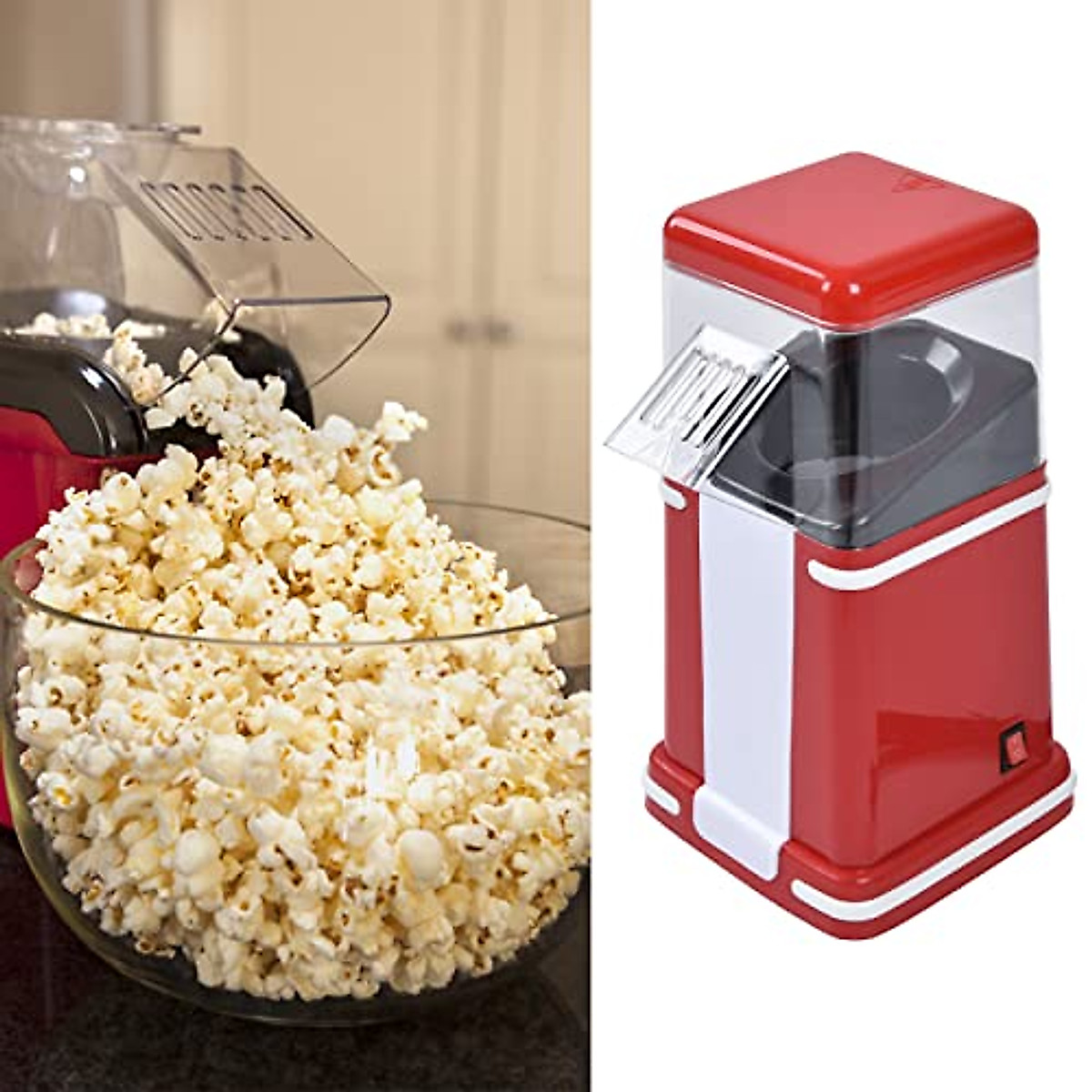 Jauarta Electric Popcorn Maker Hot Air Design Compact Structure 1200W Popcorn Popper Machine for Family Party (US Plug 110V)