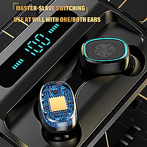 USB Bluetooth Earbuds, Headset Led Power Display, Wireless Headphones Bluetooth, Ear Buds Stereo Earphones In-ear Type, Noise Cancelling Earbuds, Built-in Mic Headset Deep Bass for Sport (black)