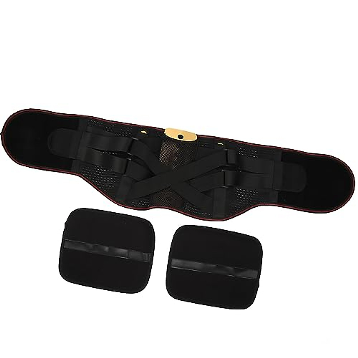 VBESTLIFE Lumbar Support Belt, Flexible Adjustment Curved Lumbar Support Brace 360 Degree Fixed Support Black Breathable with Massage Pads for Sports Waist Protection (XL)