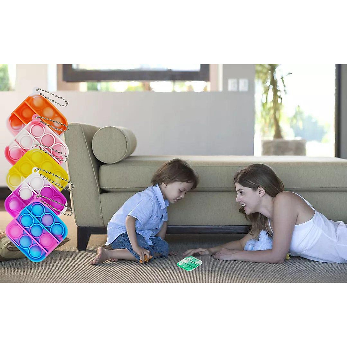 30 Pcs Mini Pop Bubble Fidget Sensory Toys, Pop Keychain Bulk Toy for Party Favor, Classroom Student Prizes Easter Basket Goodie Bag Stuffers Christmas Valentine Gift for Kid