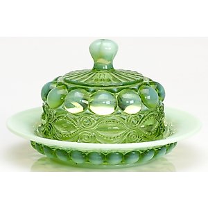 Butterdish - Eyewinker - Green Opalescent - Mosser USA