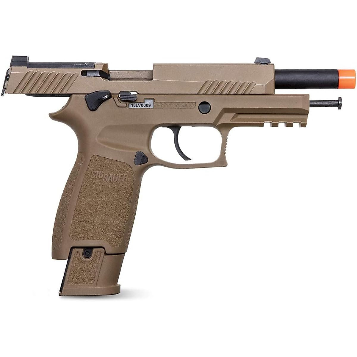 Sig Sauer Proforce 6mm BB Caliber Metal Slide Construction with Full Blow-Back Action 21rd M17 Airsoft Pistol, Coyote Tan, Green Gas Power Source