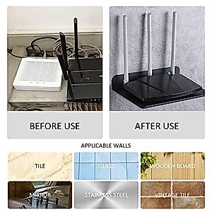 OLizee® Drill-Free Wall Mount Floating Display Shelf with Cable Hole Baby Monitor Projector Wall Shelf Video Camera Wall Holder WiFi Router Storage Shelf Smart Speaker Wall Shelf Large