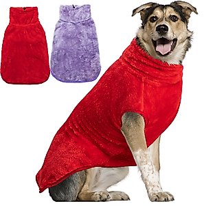KAYCOWZA Dog Jacket for Cold Weather, 2 Pack Cozy Winter Warm Turtleneck Dog Coat Clothes for Large Meidum Small Dogs, Fleece Adjustable Pullover Dog Vest Sweater (M-XXL)