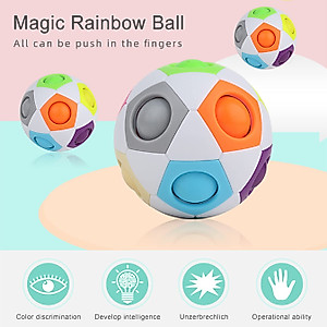 Roxenda Speed Cube Set, Speed Cube Bundle of 2x2 3x3 Megaminx Pyramid Cube and Magic Rainbow Ball Smoothly Magic Cubes Collection for Kids & Adults [5 Pack] (Stickerless)