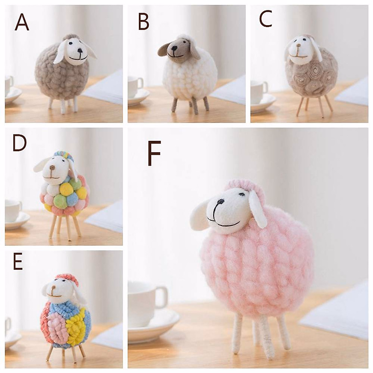 Cute Lamb Hanging Decoration,Felted Wool Sheep Decor,Christmas Tree Decorative Hanging Ornament Sheep Plush Decorative(B 6 x 6 x 11cm)