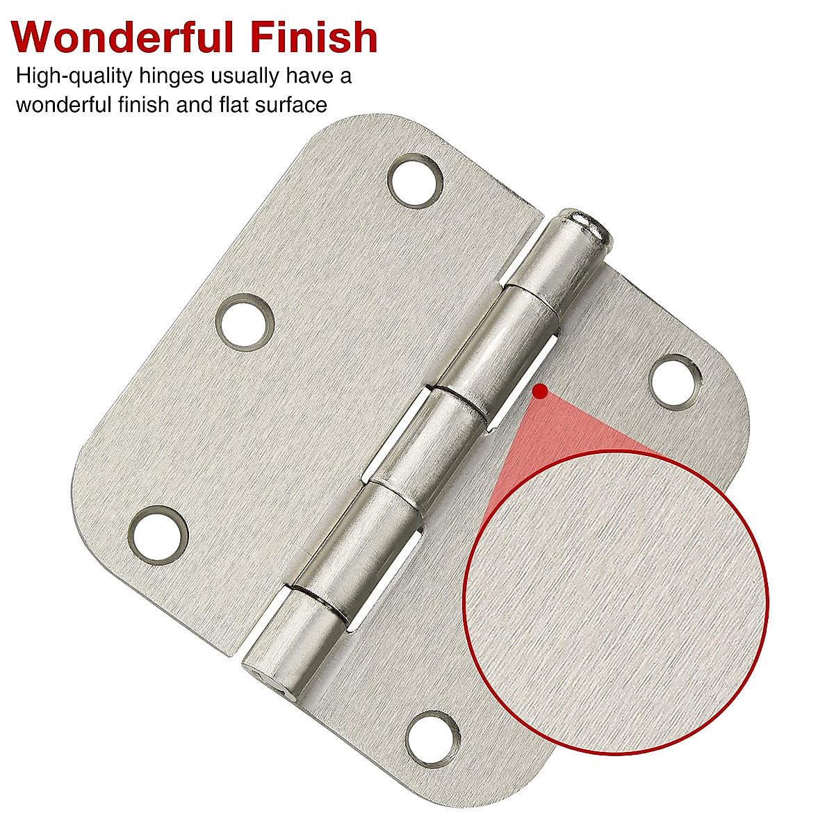18 Pack Nickel Door Hinges Brushed Nickel 3 1/2 Interior Door Hinges Satin Nickel 3.5 Inch with 5/8” Radius Corners 3 ½"x 3 ½" Silver Hardware Controls