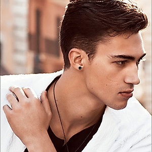 StoryEtain Stud Earrings 925 Sterling Silver Mens Womens CZ Black Stud Earrings Pierced Black Earrings Jewelry Gift