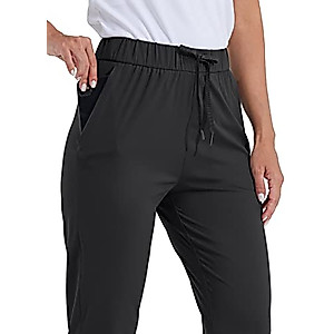 Willit Women's Golf Travel Pants Lounge Sweatpants 7/8 Athletic Pants Quick Dry On The Fly Pants Black M
