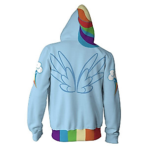 Wsysnl Rainbow Dash Anime 3D Cosplay Cardigan Zip Hoodie/Unisex Adult