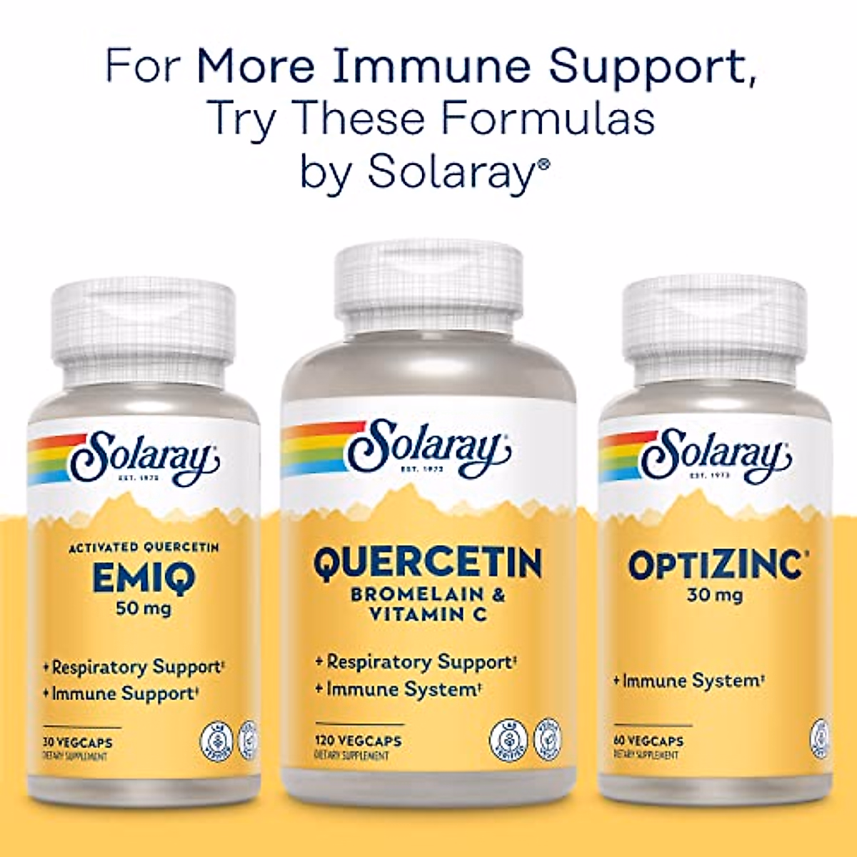SOLARAY Mega Quercetin, Healthy Sinus & Immune Support & AMPK Activator, Rutin, Hesperidin & Bromelain, 60 VegCaps