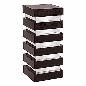 Howard Elliott Stepped Pedestal Accent, Medium, Black Wood and Mirror, 12 x 12 x 28 Inch Table