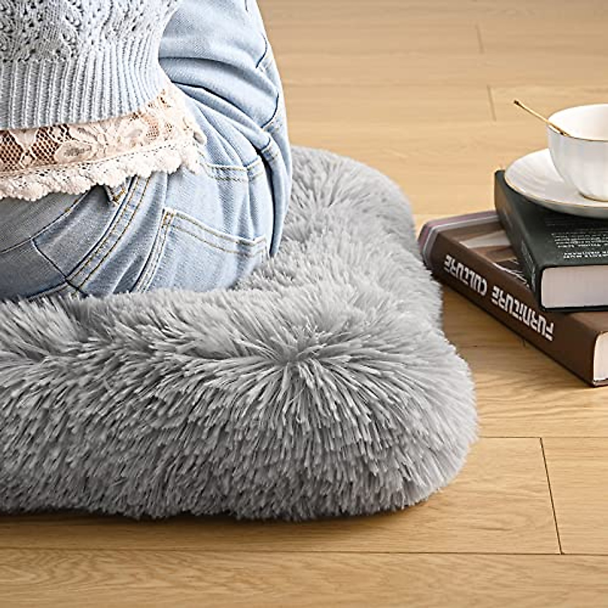 Lascpt Seat Cushion Chair Pads, Super Soft Thick Chair Cushions for Dining Room, Comfortable Plush Floor Cushions for Patio Sofa Chair Cover, Square 20x20 Inches Home Decor Chair Seat Pad, Grey